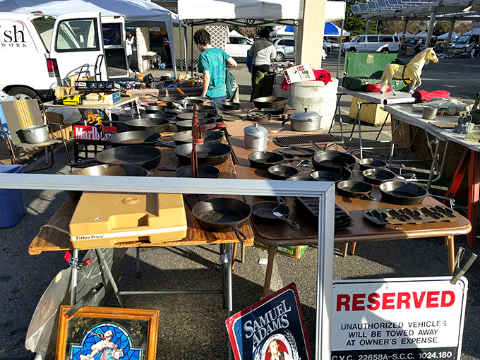 Cast iron skillets waiting patiently for their next cornbread adventure or Sunday morning bacon ritual.