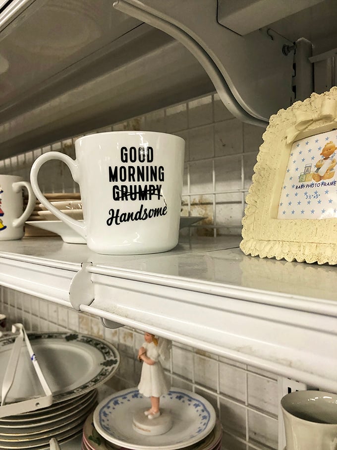 "Good Morning Handsome" indeed! One shopper's discard becomes another's perfect morning companion. Every mug tells a story waiting for its next chapter.