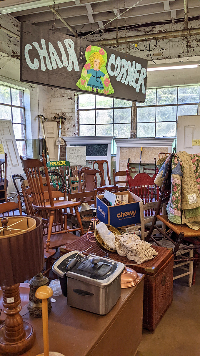 The "Chair Corner" isn't just furniture &ndash; it's a museum of American sitting history, from rocking chairs to recliners, all priced to find new homes.