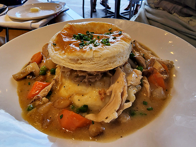 Not your average pot pie&mdash;this towering creation with its golden pastry crown shelters a savory kingdom of tender chicken and vegetables.