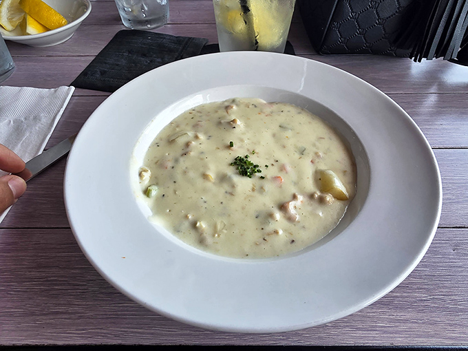 This clam chowder isn't just soup&mdash;it's a creamy ocean hug in a bowl, with each spoonful delivering comfort that transcends coastlines.