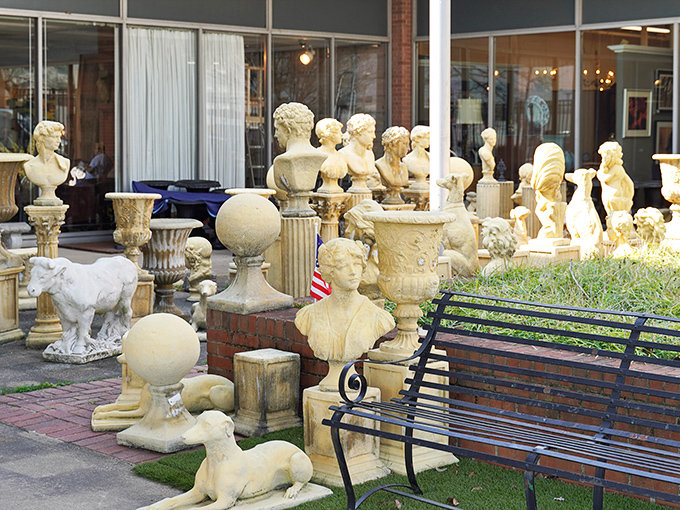The garden statuary section&mdash;where you can find the perfect stone companion for your roses or that Greek goddess to silently judge your neglected lawn care.