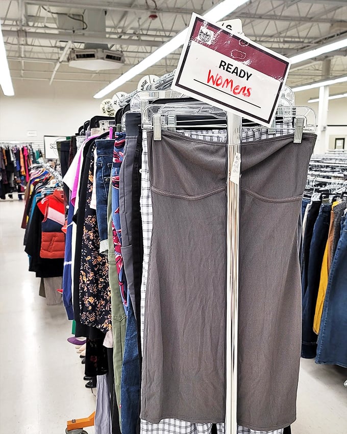The "Ready" rack lives up to its name, with carefully curated women's clothing organized by size &ndash; no digging required for fashion finds.