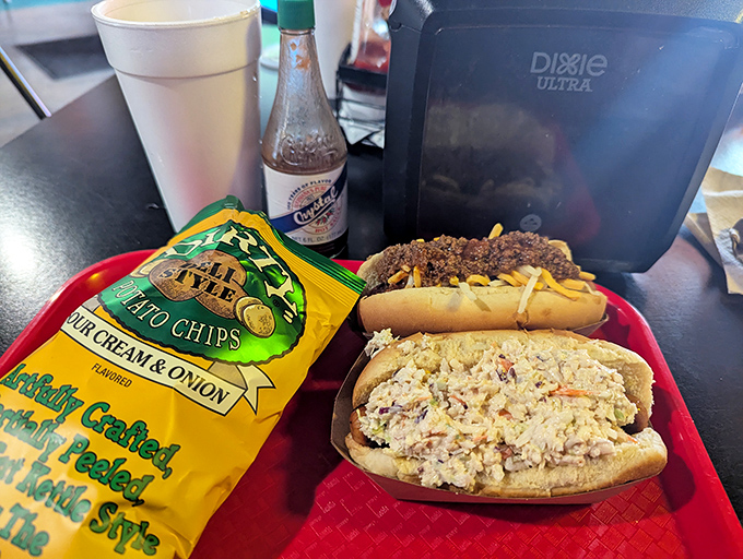 The chicken salad sandwich quietly steals the spotlight while the chili dog gets all the fame&mdash;like the character actor who outshines the leading role.