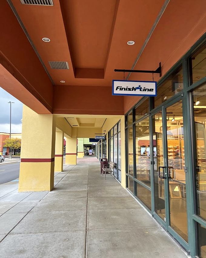 Finish Line's covered walkway offers shoppers protection from Wisconsin weather while the real storm happens inside&mdash;a downpour of deals.