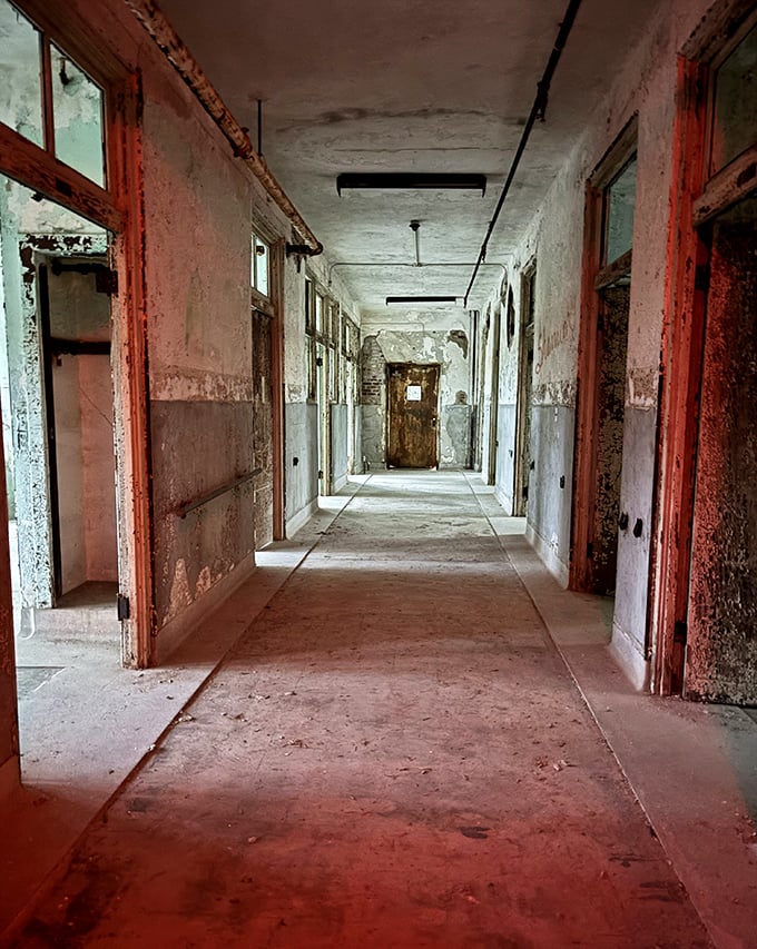 Sunlight illuminates what darkness once hid. The sanatorium's hallways, once filled with patients and medical staff, now echo with emptiness.