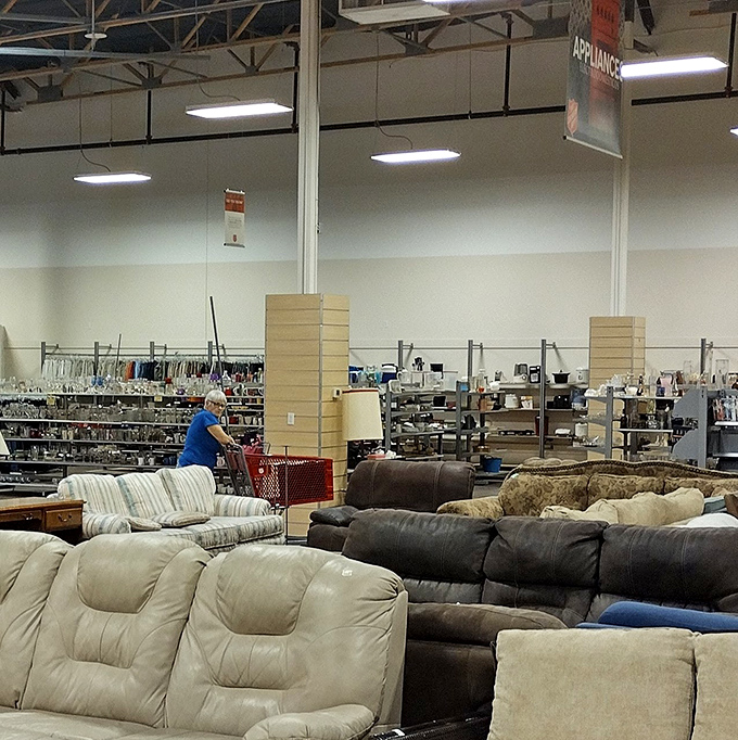 A sea of sofas in various states of loved and lived-in, each one waiting for someone to declare, "This is the one!"