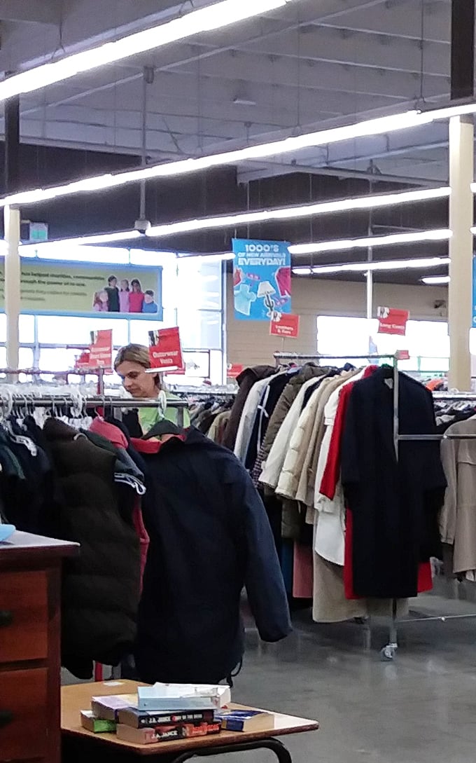 The clothing aisles&mdash;where fashion trends of decades past patiently wait for their inevitable comeback, and shoppers hunt with focused determination.
