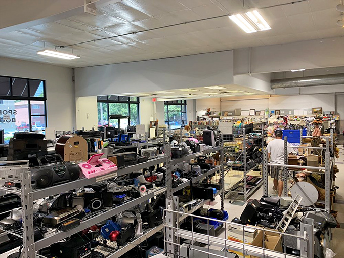 A wonderland of gadgets awaits the tech-savvy treasure hunter. From printers to speakers, it's like a museum where you can take the exhibits home.