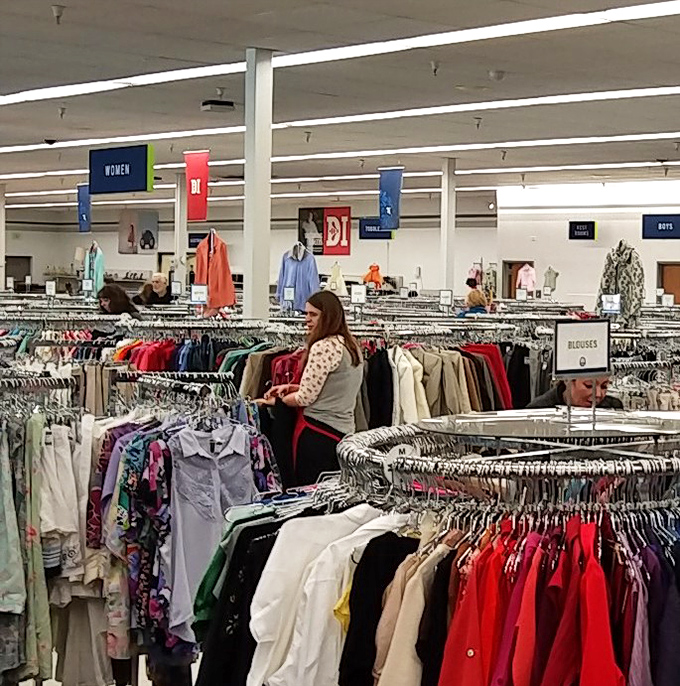 The women's department is a sea of fabrics and patterns where eagle-eyed shoppers spot designer labels hiding like truffles in the forest.