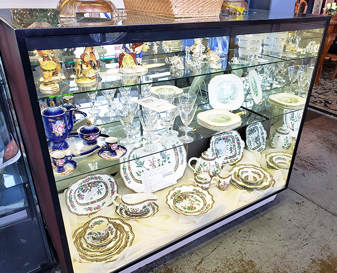 Behind glass, generations of fine china tell tales of special occasions and Sunday dinners&mdash;each pattern a family's history preserved in porcelain.