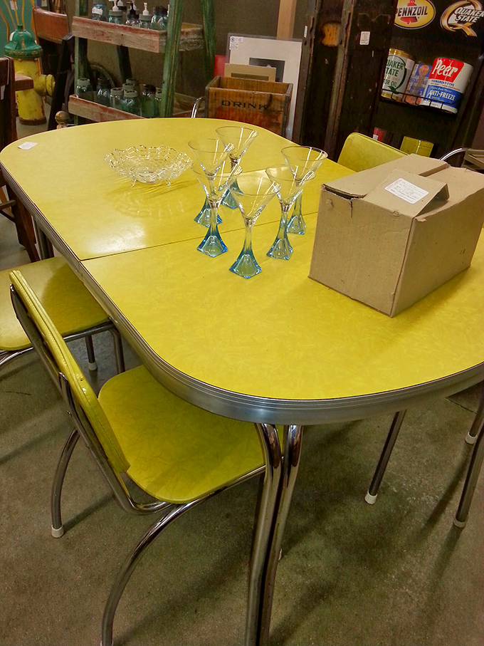 That yellow Formica table could tell stories of countless family dinners and homework sessions from decades past.