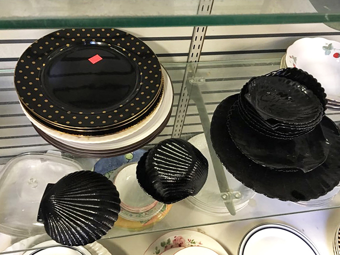 Dinner plates with personality! These black and gold beauties could transform Tuesday's leftovers into a meal worthy of your mother-in-law's reluctant approval.