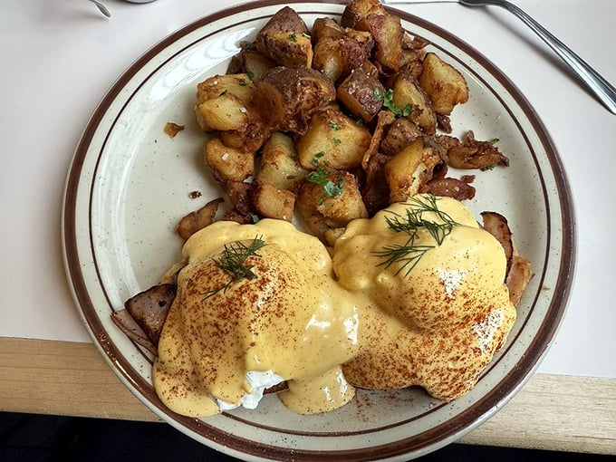 The legendary Benedict in its natural habitat. That hollandaise sauce should have its own Instagram account and book deal.