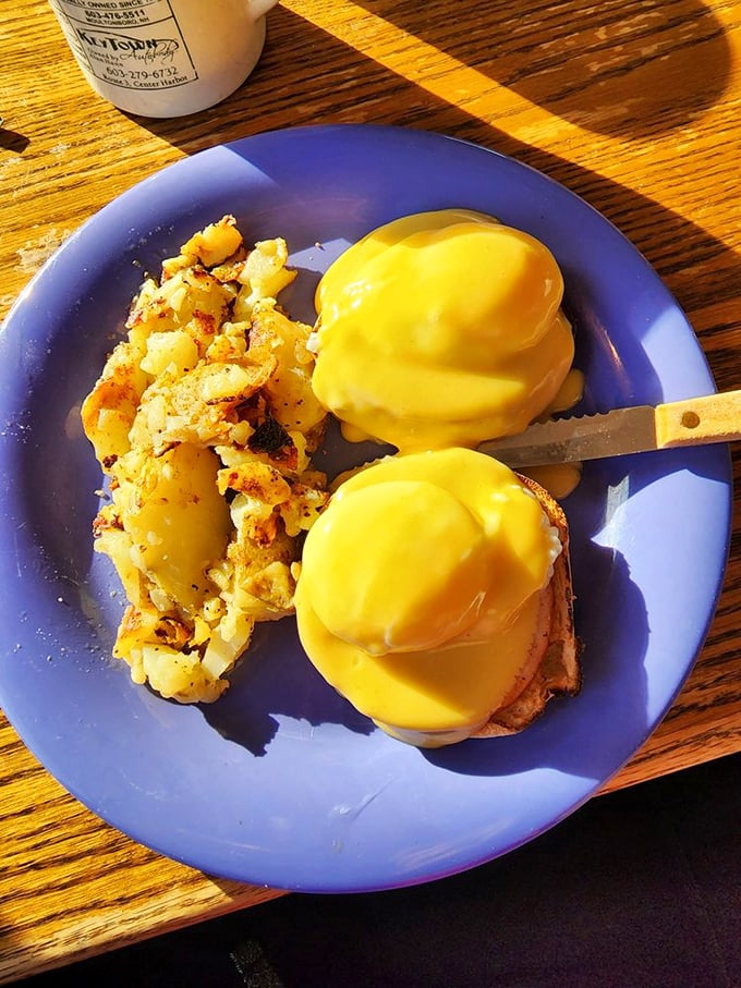 Eggs Benedict that would make the Pope jealous&mdash;perfectly poached eggs wearing sunshine-yellow hollandaise capes, ready to save your morning from mediocrity.
