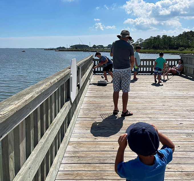 Young anglers discover that patience and bay breezes make the perfect fishing combination here.