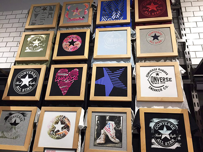 Converse creativity on display &ndash; proof that even iconic logos become art when thoughtfully arranged and framed with care.