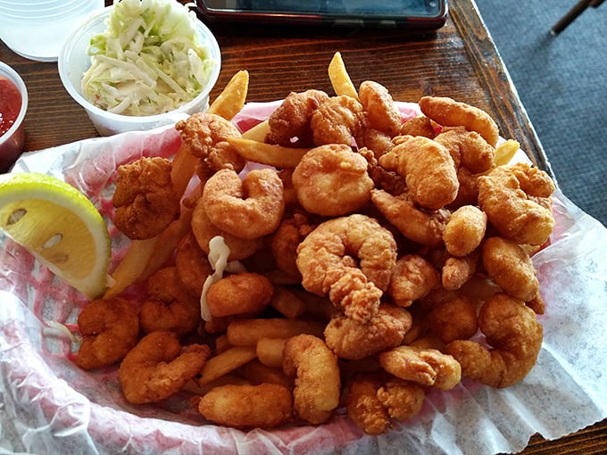 Golden treasures from the deep. These fried shrimp are what happens when the kitchen respects seafood enough to not overcomplicate it.