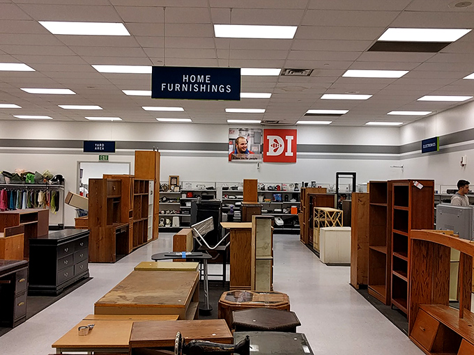 Need a bookshelf? Or seven? The furniture section offers solid wood pieces that have already survived multiple moves.