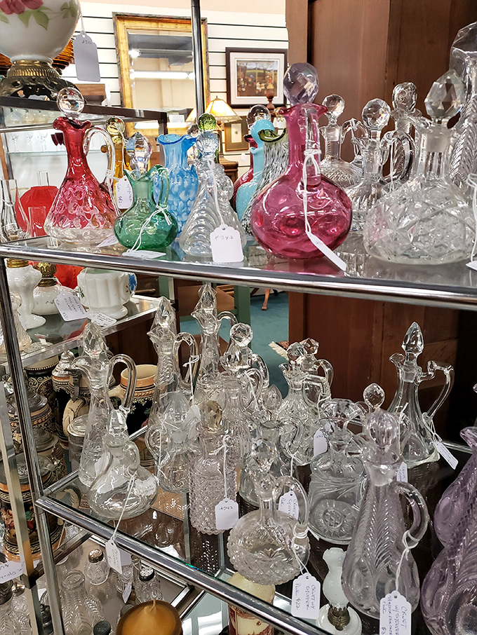 Crystal decanters catching light like diamond mines. Your grandmother would approve, your liver might be concerned.