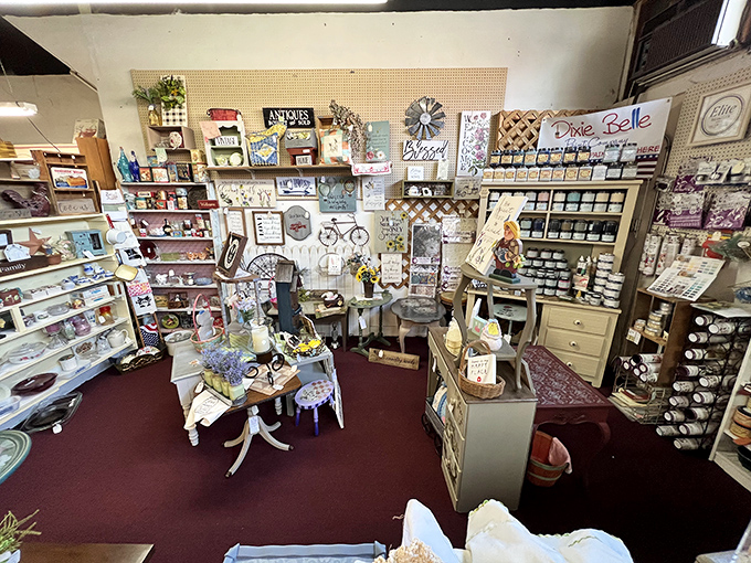 A shabby-chic wonderland where farmhouse meets whimsy. This corner could furnish an entire Hallmark movie set with authentic vintage charm.