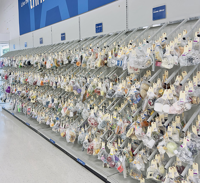 Home d&eacute;cor heaven with bagged treasures awaiting adoption. One person's "what was I thinking?" becomes another's "where have you been all my life?"