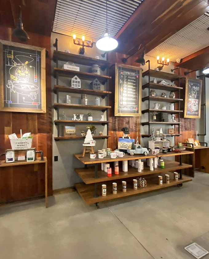 This rustic-chic home goods display makes you suddenly realize your kitchen desperately needs that farmhouse aesthetic you never knew you wanted.