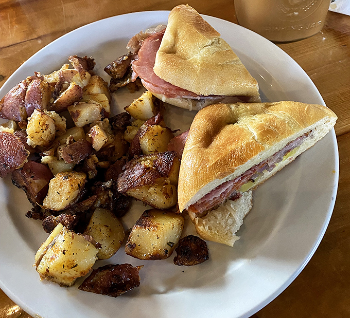 The sandwich might be the star, but those home fries deserve their own fan club&mdash;crispy outside, fluffy inside, and perfectly seasoned throughout.