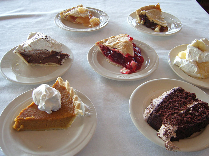 Pie paradise found! This dessert spread isn't just a finale—it's the reason some regulars strategically save stomach real estate.