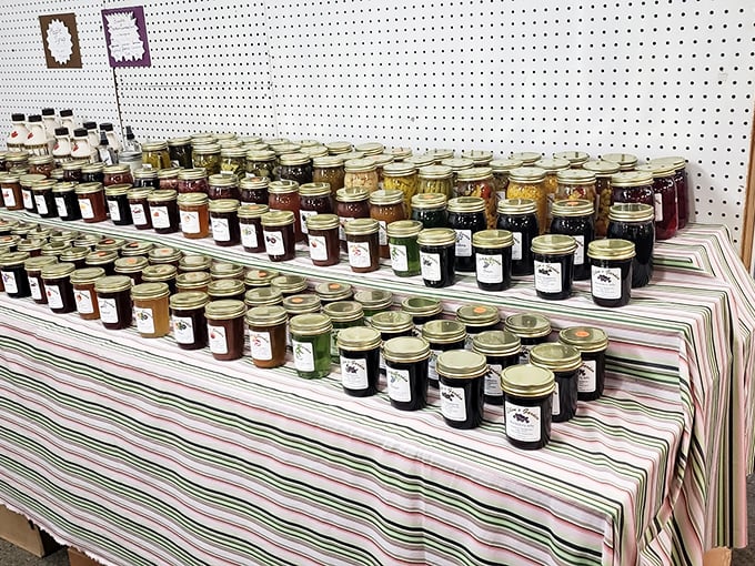 Jars of summer sunshine, waiting patiently on striped tablecloths. Grandma's recipes preserved in more ways than one.