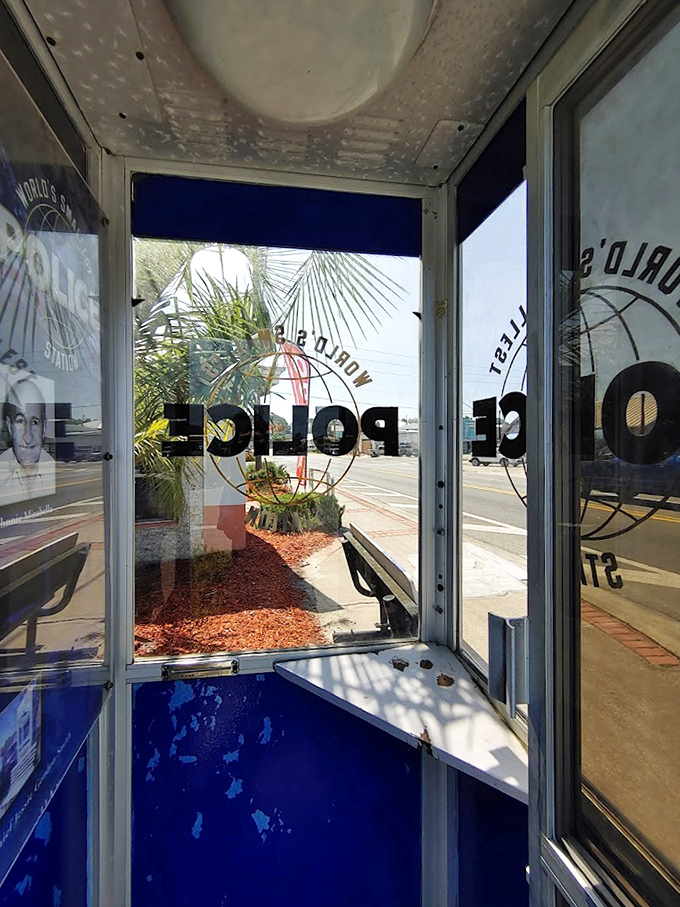 The view from inside reveals the booth's surprising functionality&mdash;though writing a ticket might require some creative elbow tucking.