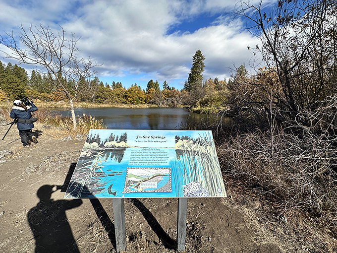 The park's interpretive signs reveal the rich history of Ja-She Springs, where water and culture have intertwined for thousands of years.