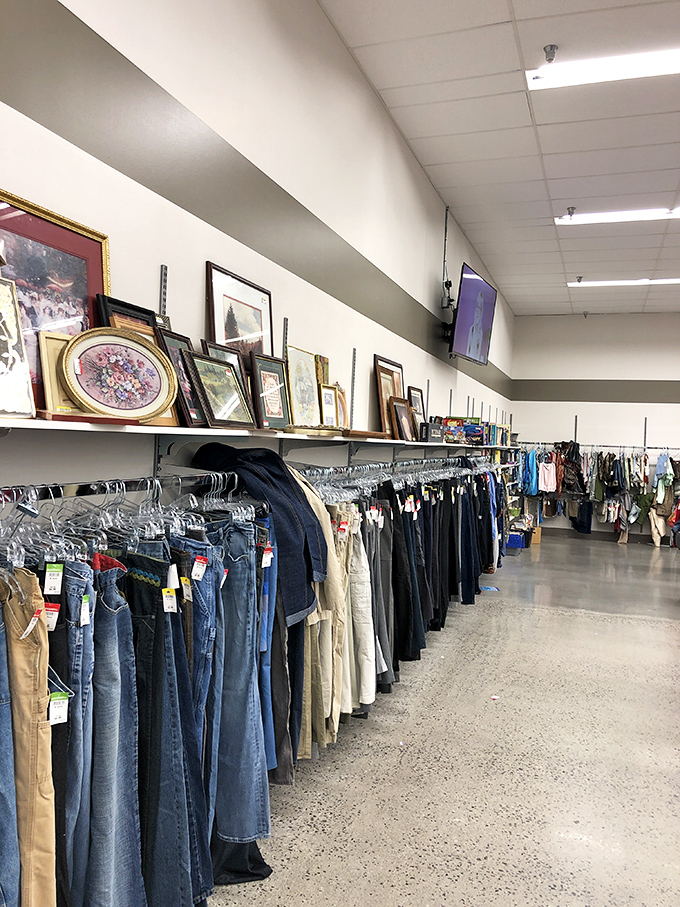 Where jeans and khakis line up like soldiers awaiting their next mission.