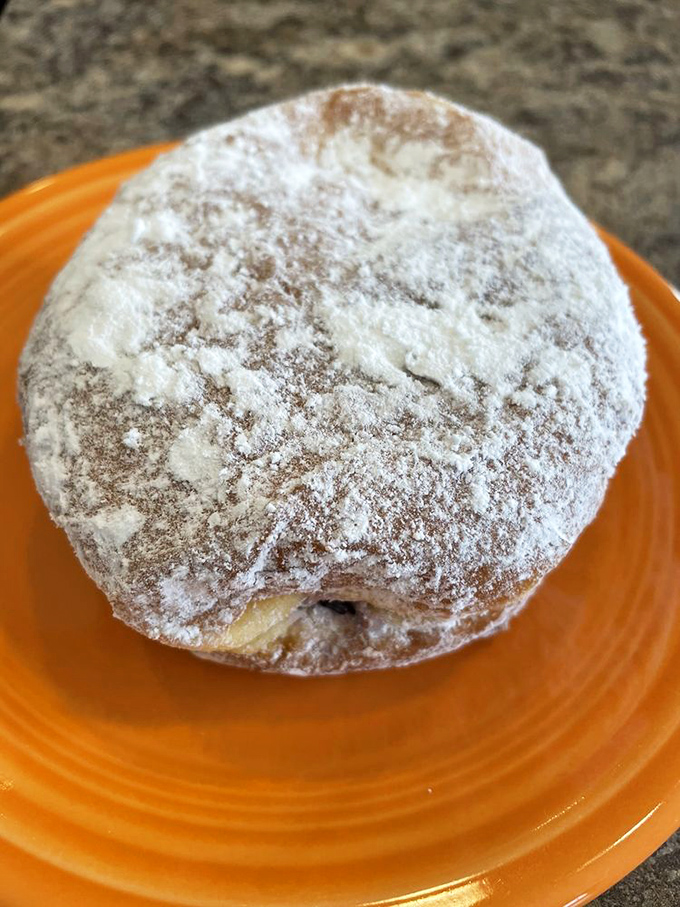 This powdered sugar-dusted masterpiece isn't just a donut&mdash;it's a snowcapped mountain of joy waiting to avalanche deliciousness into your mouth.