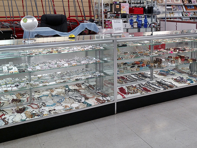 Behind glass, yesterday's jewelry awaits tomorrow's special occasion &ndash; each piece with a history as mysterious as its price is reasonable.