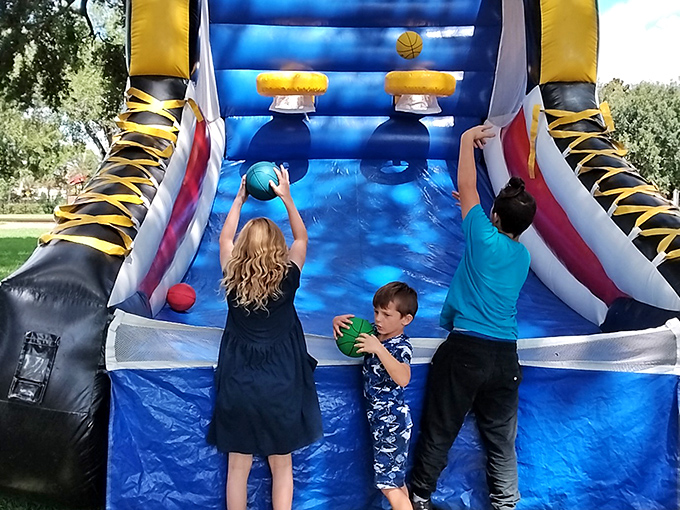 Community festivals bring inflatable fun for visiting grandchildren. Your retirement budget stays intact while their energy finally gets depleted.