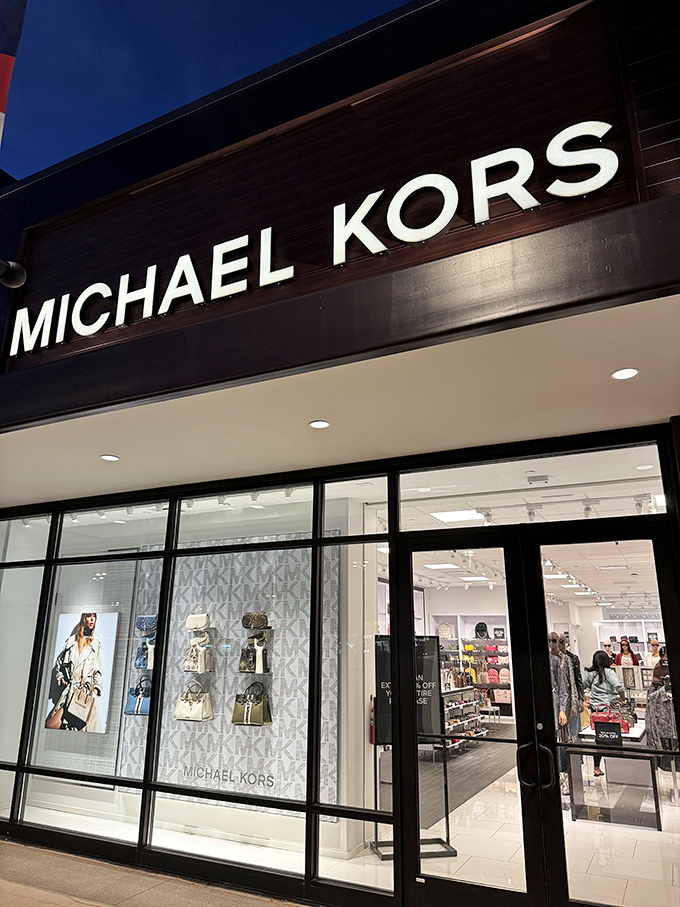 Michael Kors: where luxury handbags come to meet reasonable price tags. The elegant display window tempts even the most disciplined shoppers.