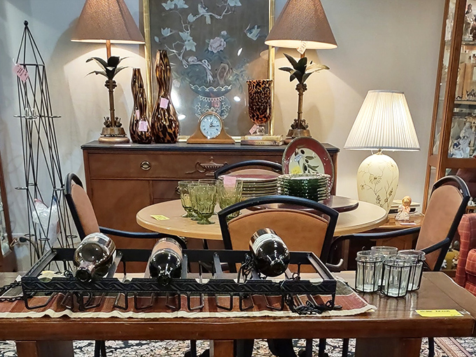 Not just furniture but time travel&mdash;this mid-century dining set staged so perfectly it's practically auditioning for a Mad Men revival.