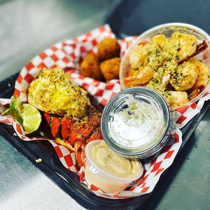 A seafood medley that belongs in the Louvre. The careful arrangement of crab, shrimp, and accompaniments shows food can be art without being pretentious. 