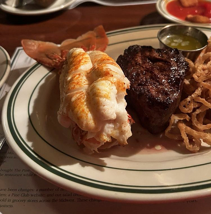 Surf meets turf in perfect harmony. That lobster tail isn't playing second fiddle to anyone, not even a perfectly cooked steak.