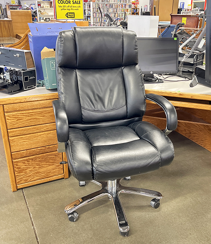 This executive chair isn't just office furniture &ndash; it's a throne awaiting its next commander-in-chief of spreadsheets and Zoom calls.