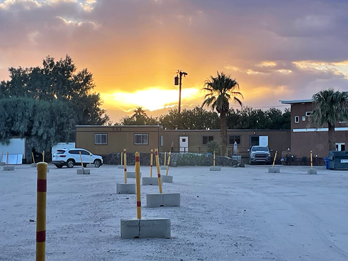 As the sun sets over Twentynine Palms, the drive-in lot transforms into a community gathering space of anticipation.