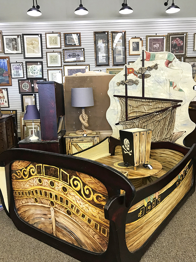 Every young buccaneer's dream come true—a pirate ship bed that makes "go to your room" sound like a reward instead of punishment.