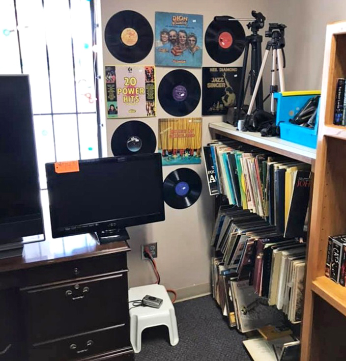 Vinyl heaven for analog enthusiasts. That Dion album might contain the soundtrack to someone's first dance, now ready for your turntable revival.