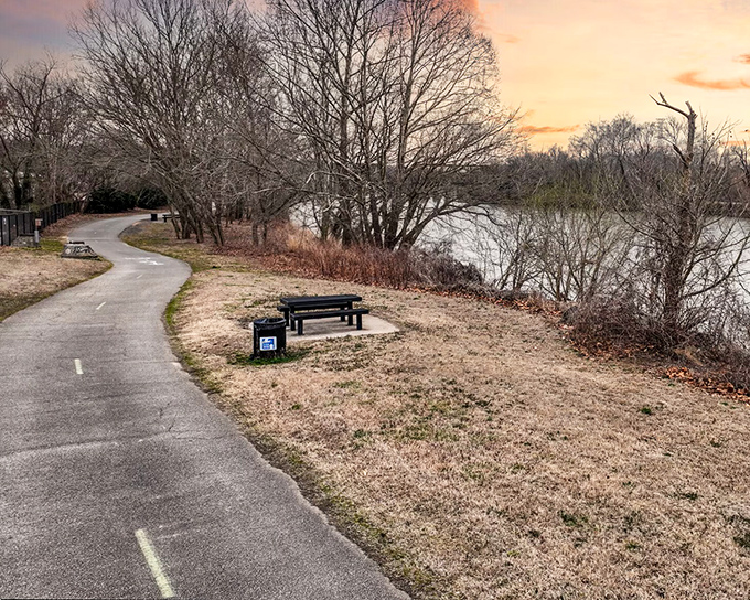 A solitary bench along the Riverwalk offers front-row seats to nature's daily performance &ndash; no tickets required.