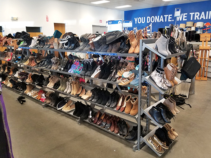 The shoe department rivals Imelda Marcos' closet, with footwear for every occasion from boardroom meetings to backyard barbecues.