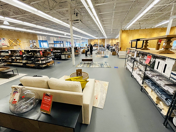 Furniture heaven awaits inside, where that perfect accent piece costs less than your monthly coffee budget.