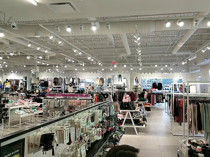 Racks upon racks of possibility await inside, where fluorescent lighting somehow makes everything look better than it will at home.