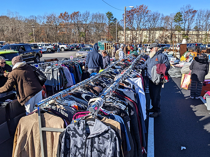 Vintage clothing heaven! Racks of potential wardrobe transformations attract shoppers who know that fashion history always repeats itself.