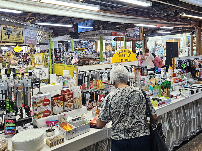 Kitchen gadget paradise where shoppers ponder life's important questions: "Do I really need another spatula?" (Spoiler alert: Yes, you do.)